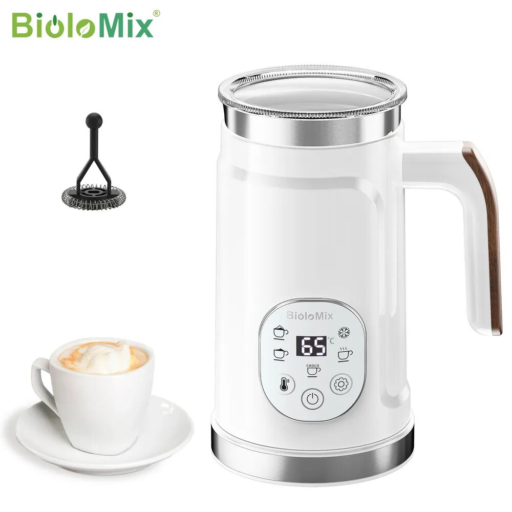 Вспениватель молока ручной Biolomix цифровой электрический, белый, 22 см