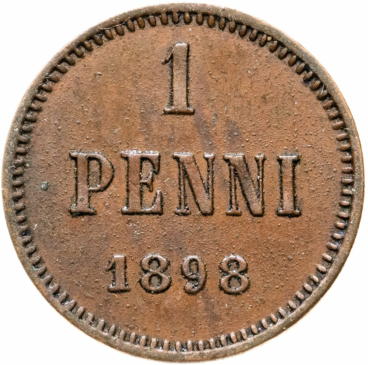 1 пенни penni 1898 Российская Финляндия, Медь, в сохранности XF