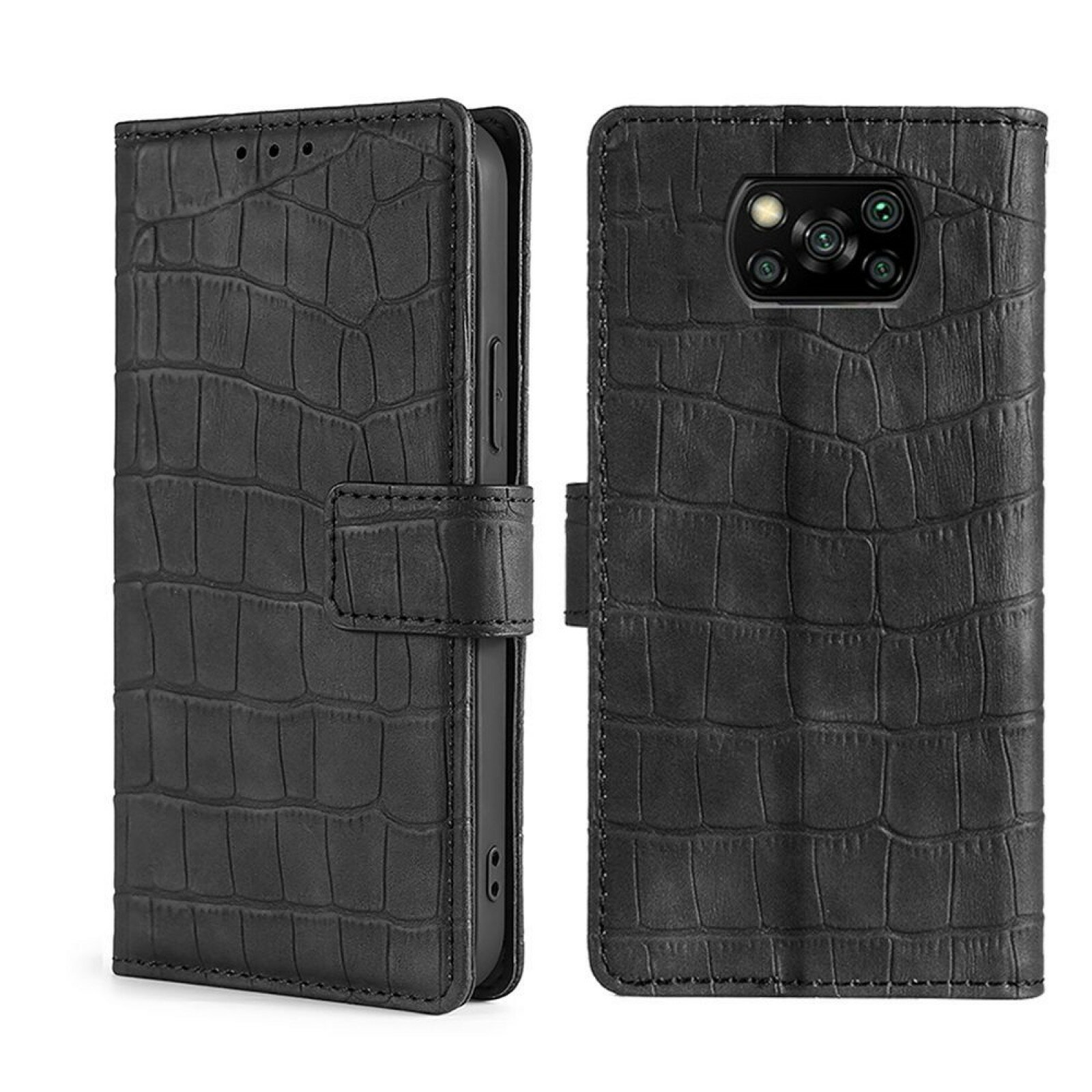 Чехол-книжка MyPads для Xiaomi Poco X3 и Poco X3 Pro из искусственной кожи с текстурой под крокодила