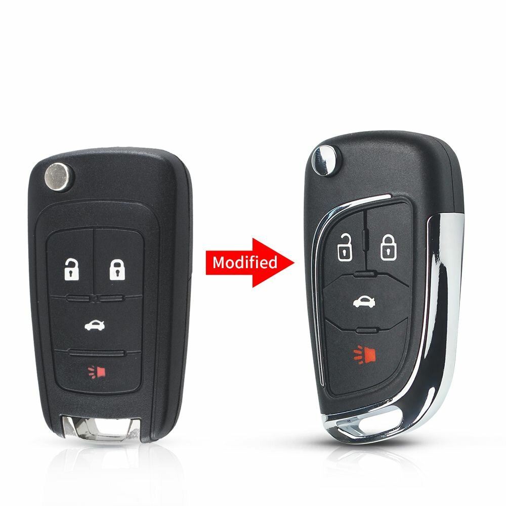 Корпус ключа для Chevrolet Cruze, Epica, Lova, Camaro, Impala — пустая оболочка с заготовкой, 2/3/4 кнопки, чёрный