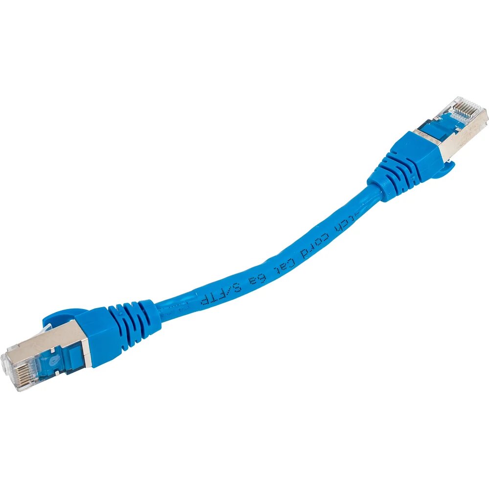 Патч-корд Advant Ethernet CAT6a, 2xRJ45, S/FTP, 4 пары (AWG26), оболочка LSZH, длина 0.15 м, цвет: синий