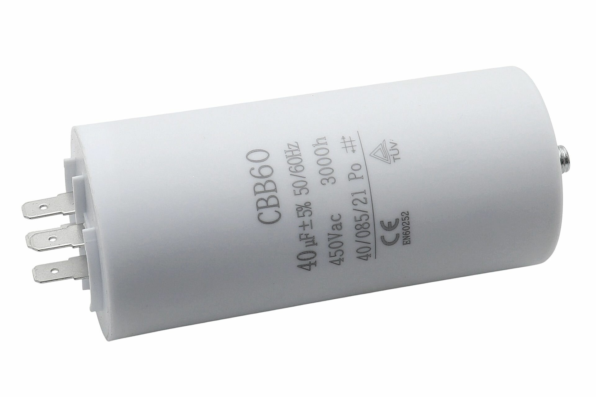 Конденсатор пусковой CBB60 40UF 450V (50/60Hz) (4 клеммы, с болтом)