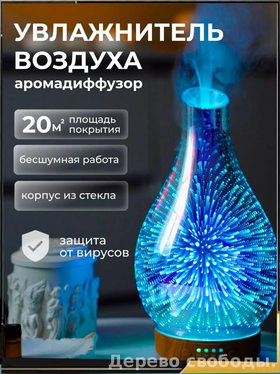 Аромадиффузор электрический ночник увлажнитель воздуха для дома ультразвуковой