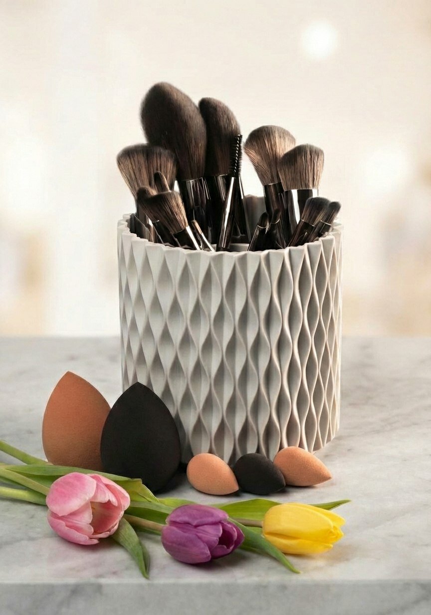 Набор кистей для макияжа чёрные 14 шт в футляре, профессиональный, для лица, губ, век, бровей, ресниц