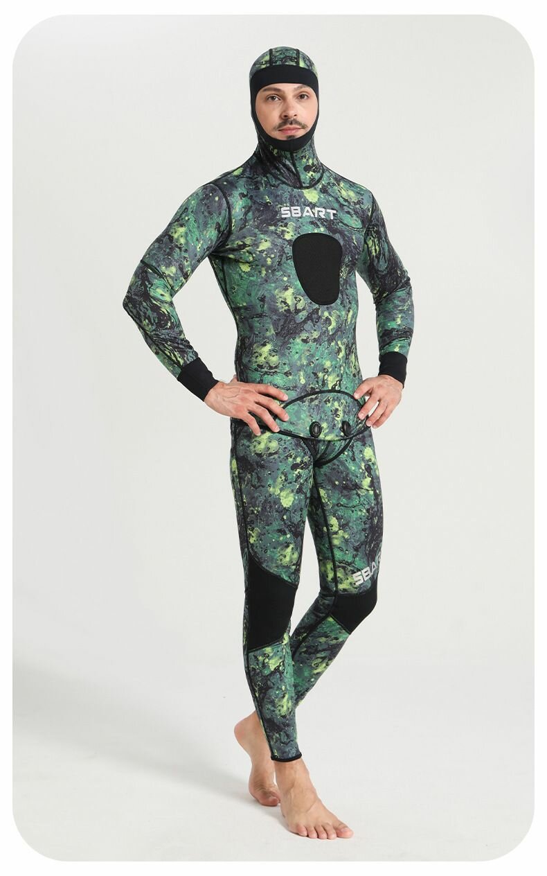 Гидрокостюм 2мм для подводной охоты камуфляж Олива лайкра + ткань внутри