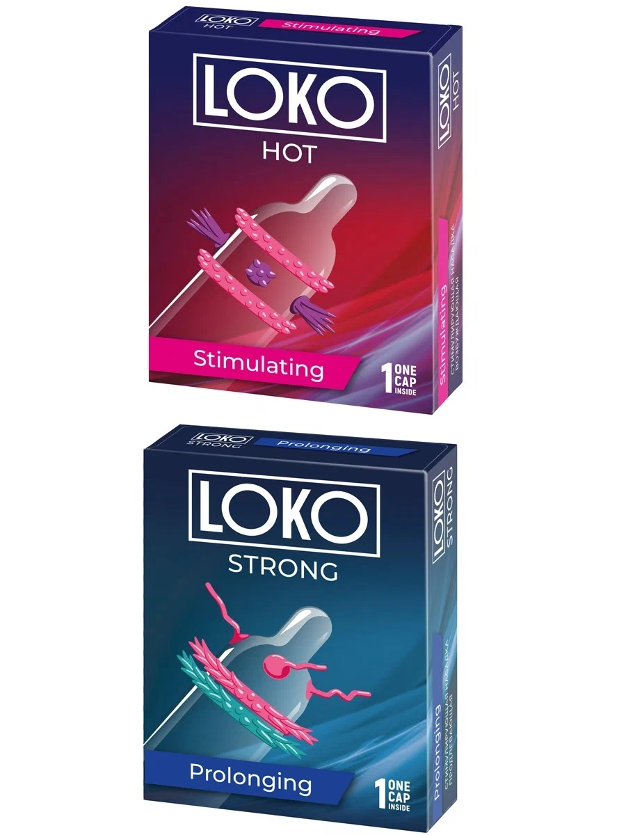 Набор из 2-х упаковок стимулирующих насадок Sitabella LOKO: Hot и Strong, 2шт.