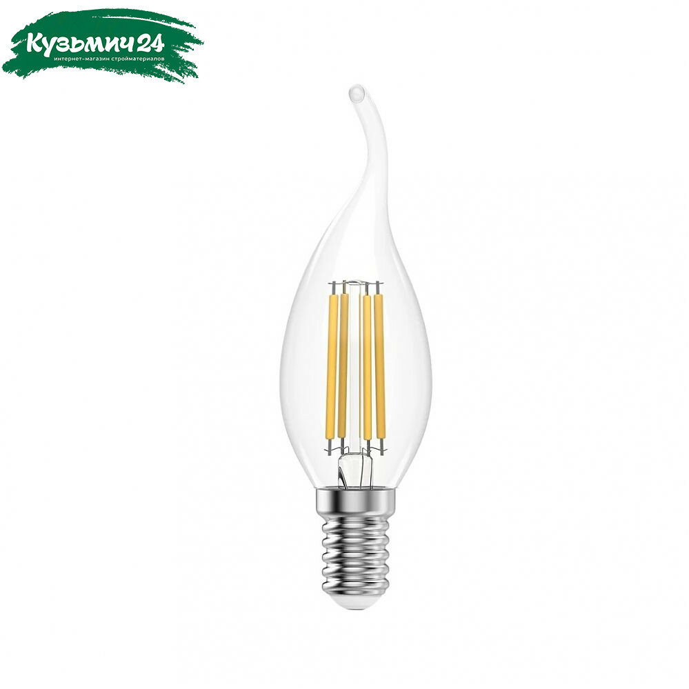 Лампа светодиодная филаментная Gauss Filament Elementary Свеча на ветру 42128, 8Вт, Е14, 4100К, нейтральный белый свет