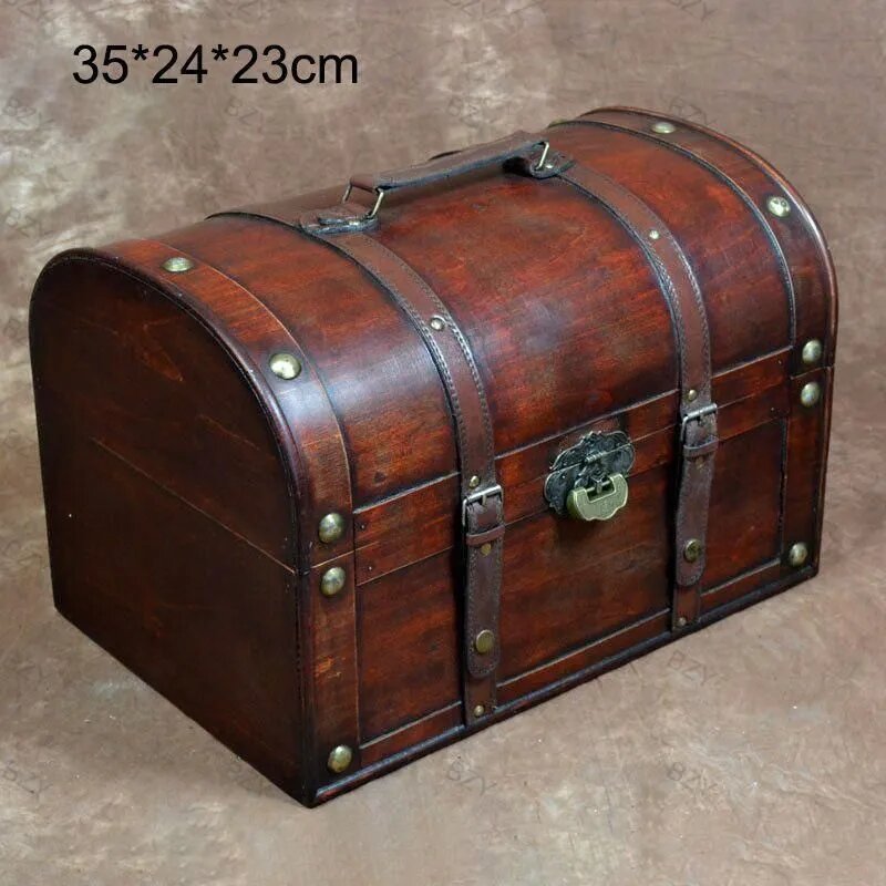Шкатулка Сундук Деревянная Коричневая с ручкой 35*24*23см 1 шт