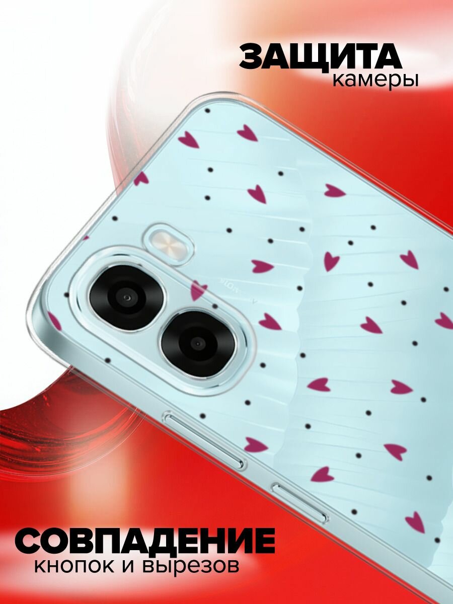 Чехол на Oppo A6x / Оппо A6x с принтом Темно-лиловые сердечки — фото 1