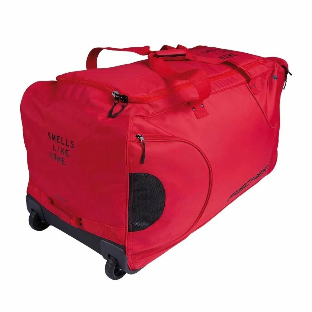 Сумка хоккейная Fischer PLAYER BAG YTH красная на колесах