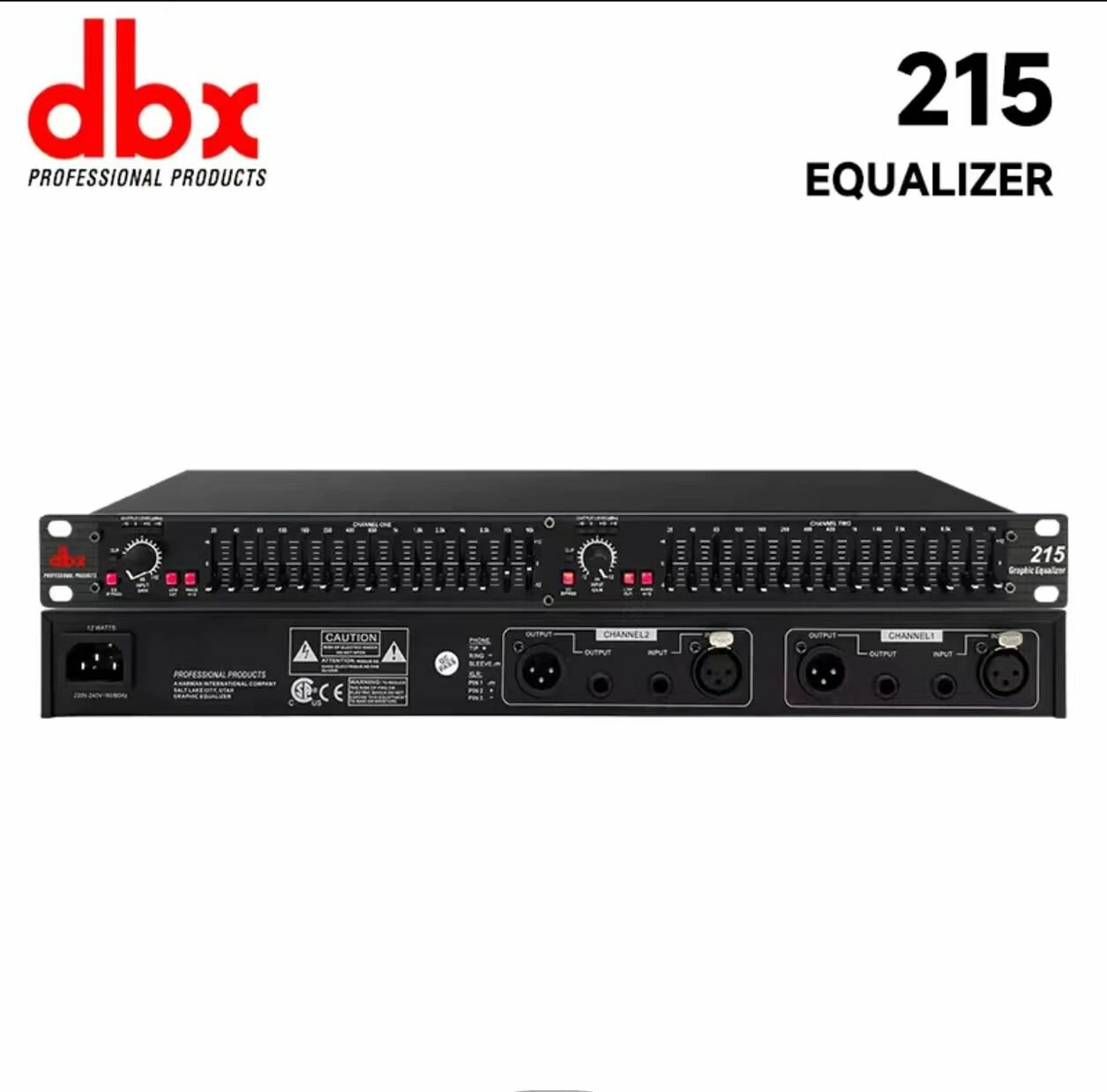 Студийный графический эквалайзер dbx 215, 2 канала по 15 полос частот, с точной коррекцией звука и защитой от перегрузок, для живых выступлений и звукозаписи