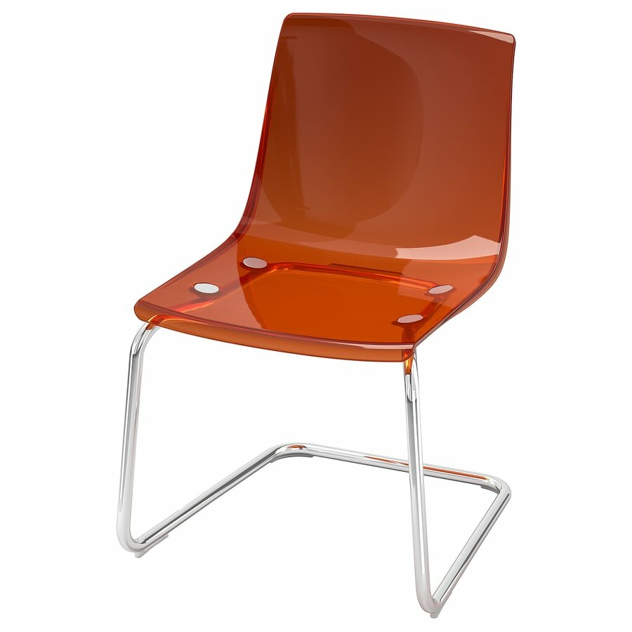 Стул прозрачный IKEA TOBIAS, 82x55см цвет серебро/оранжевый, 905.325.89