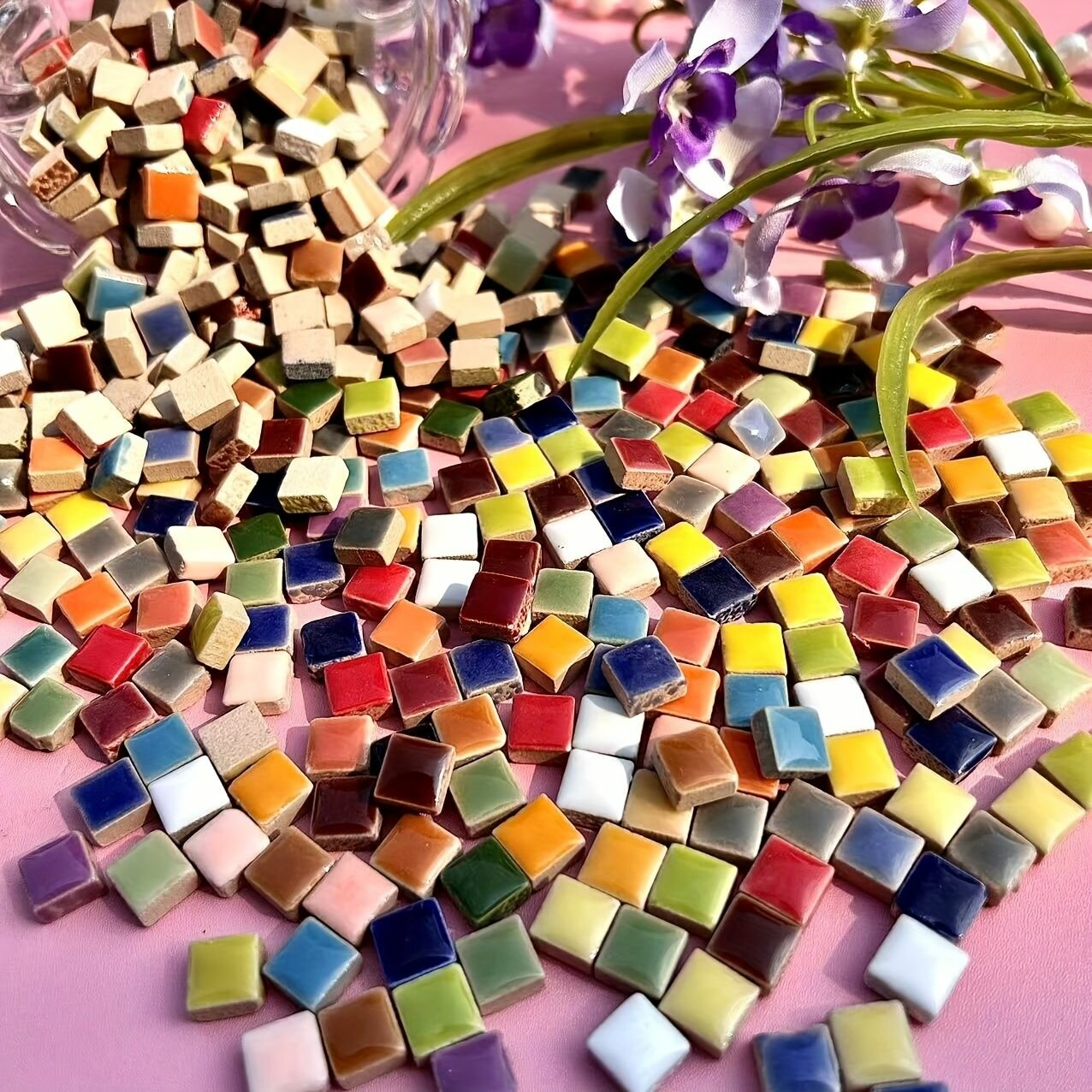 100 г разноцветных керамических квадратных мозаичных плиток для самостоятельной укладки