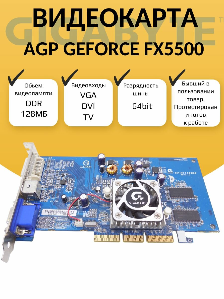 Видеокарта AGP NVIDIA FX5500 128МБ