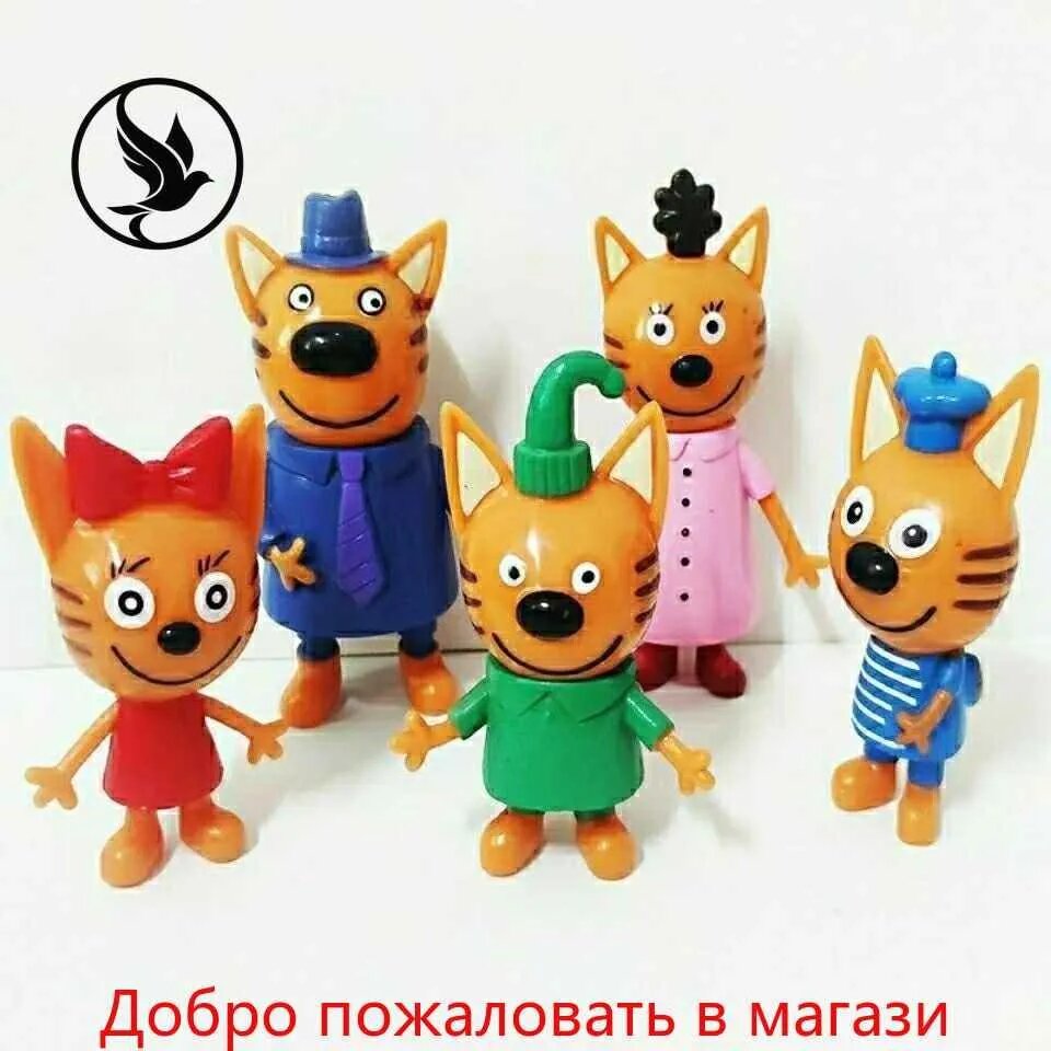 Набор мягких игрушек "Три Кота" 5 шт, 6-8 см, фигурки героев мультфильма