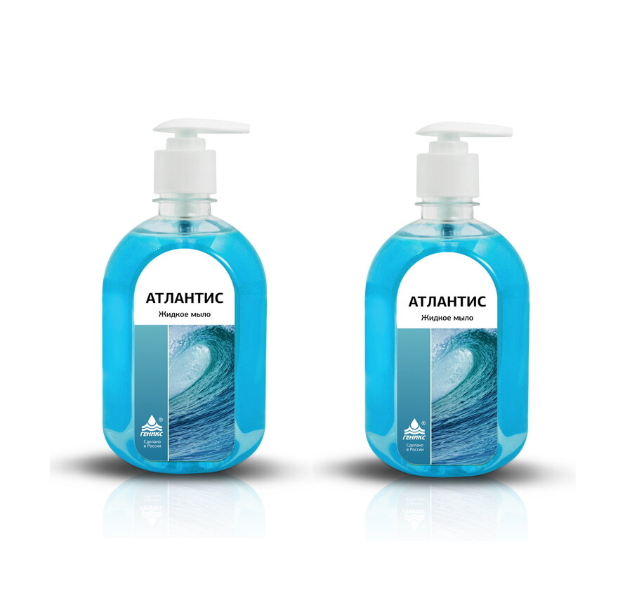 НИКА атлантис Жидкое антибактериальное мыло с дезинфицирующим эффектом (0.5л/дозатор, 2шт)