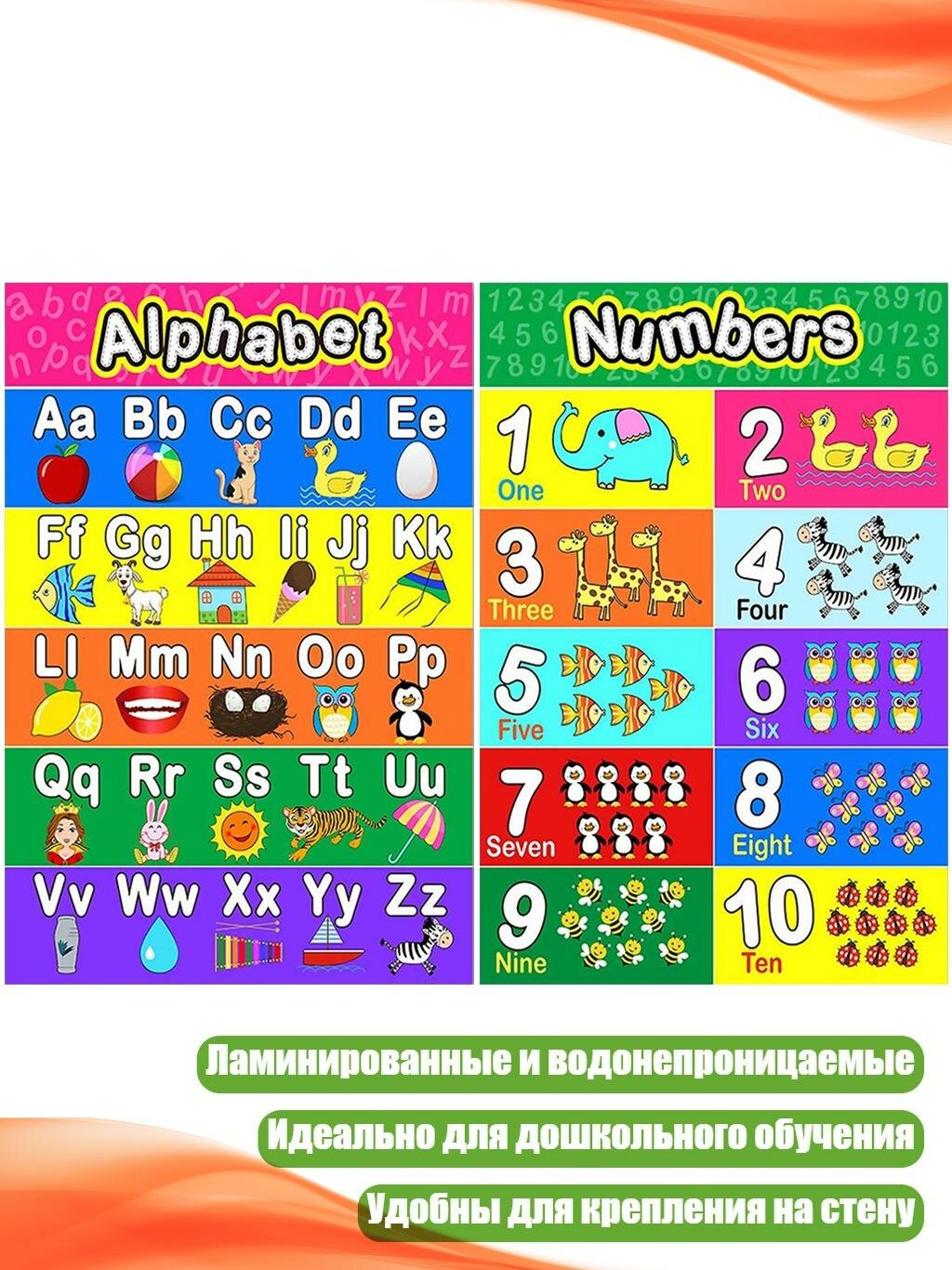 Обучающие плакаты для детей: алфавит и цифры