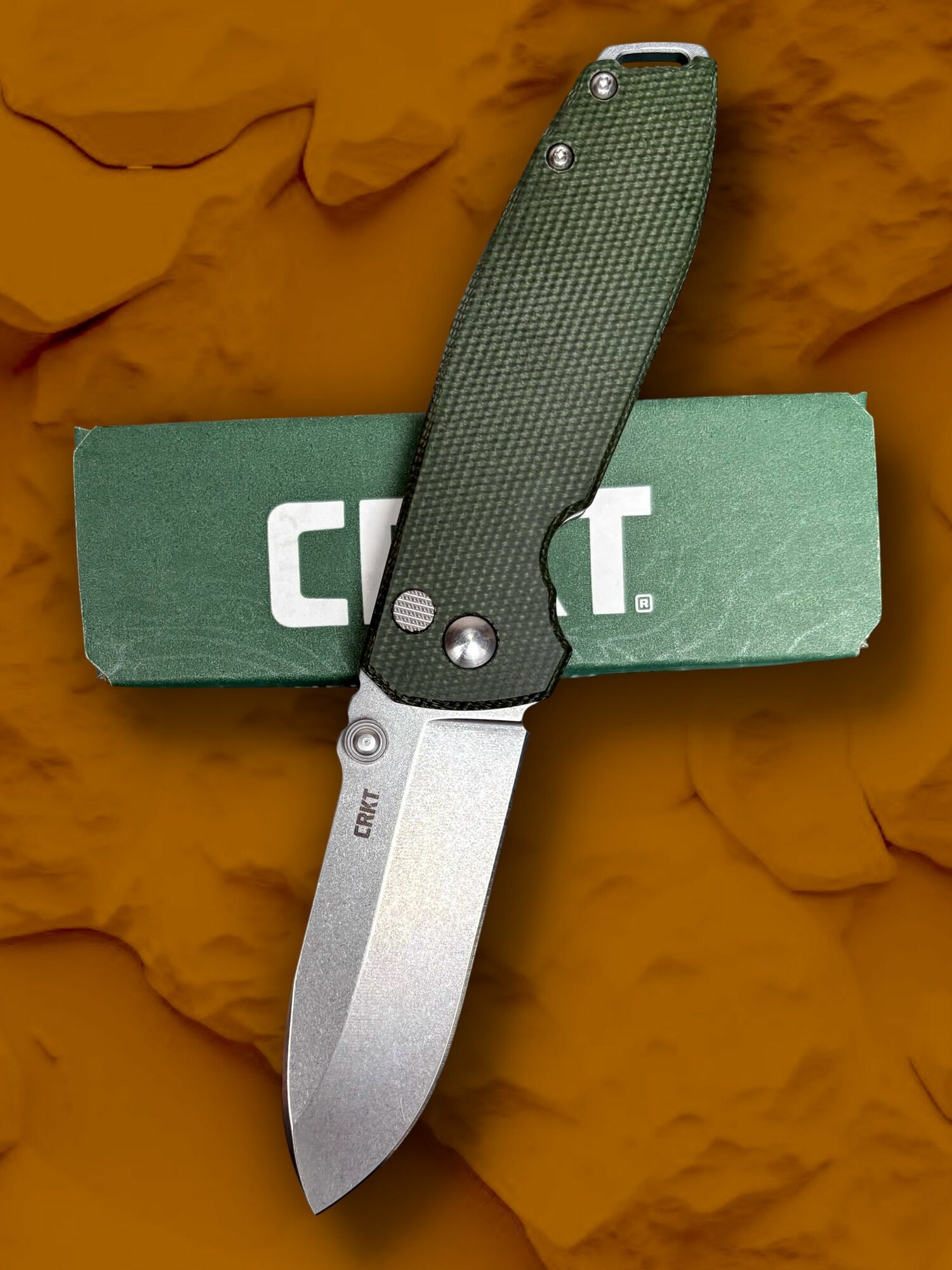 Складной нож CRKT Squid XM Button Lock Green Micarta, 2495GR