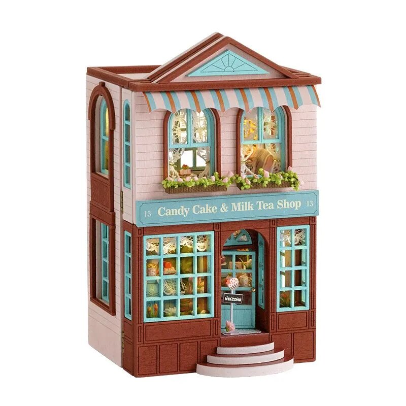 Сборная модель архитектурных сооружений CUTE ROOM Candy Cake & Milk Tea Shop - деревянный конструктор