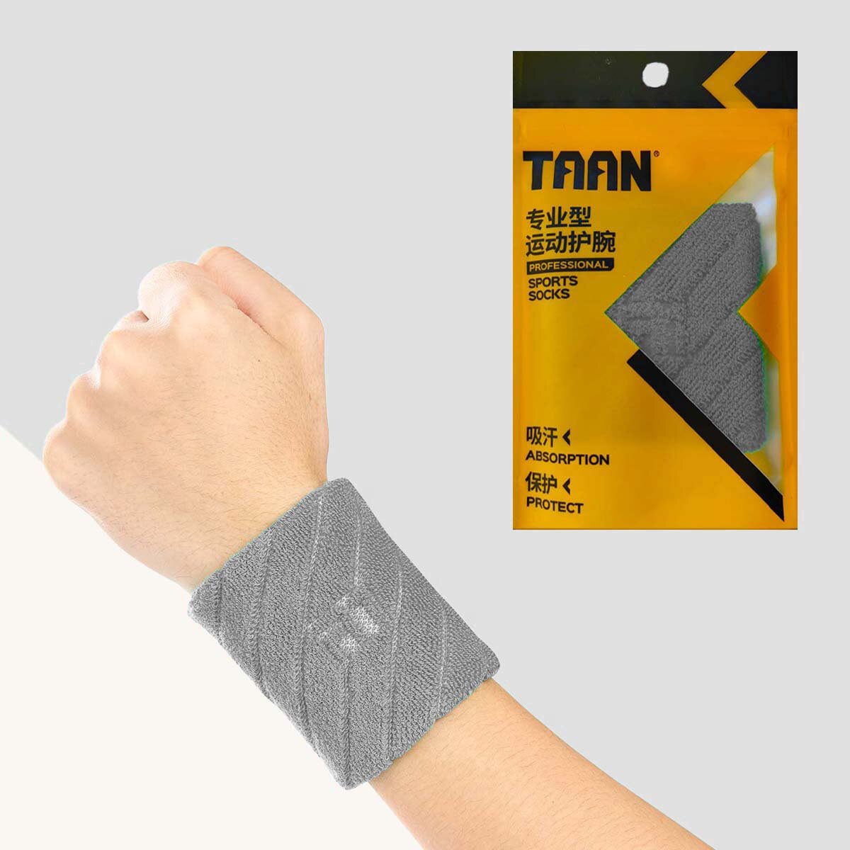 Напульсник спортивный, TAAN HJ 1302s GREY, серый, 1шт