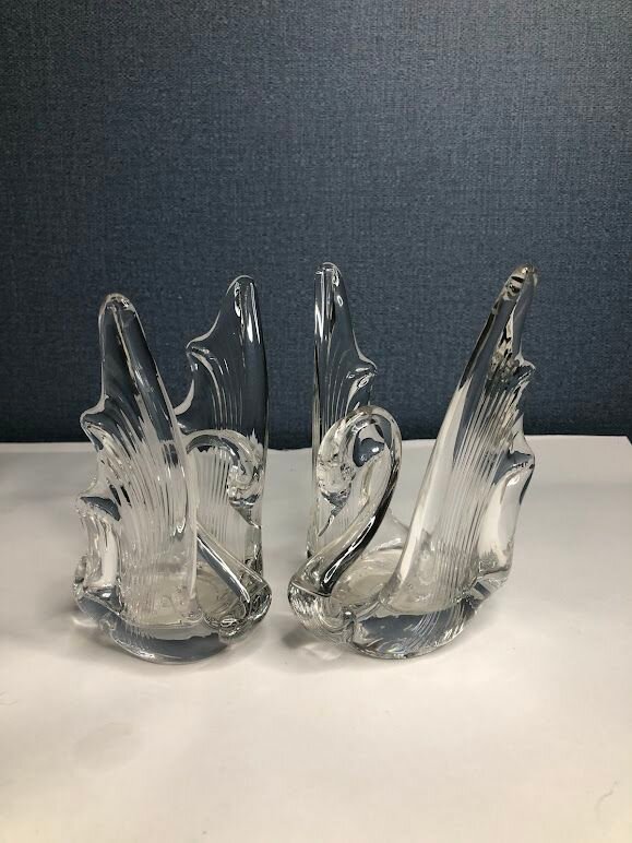 Статуэтка винтажная 2шт, Art verrier Франция "лебединая верность", хрусталь ручной работы