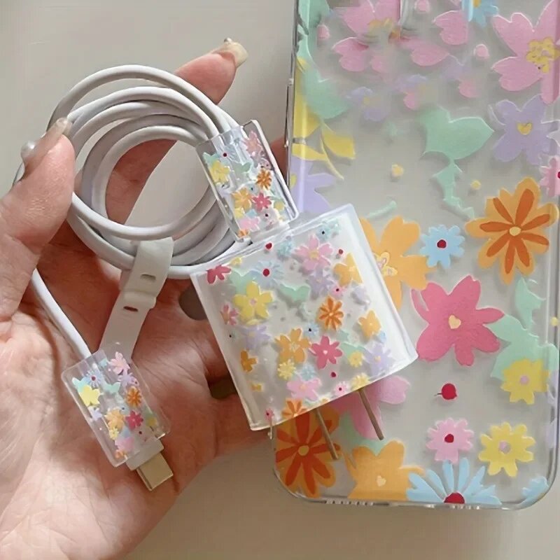 Чехол для зарядки с цветами, iPhone, Цвет: 1