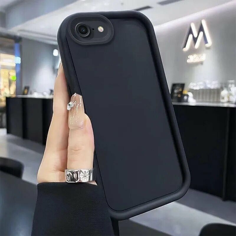 Чехол на iPhone 5, 5S и SE / Айфон 5, 5С и СЕ черный/белый объемный с опорой Мультфильмы с кронштейнами милые jtmmzj01