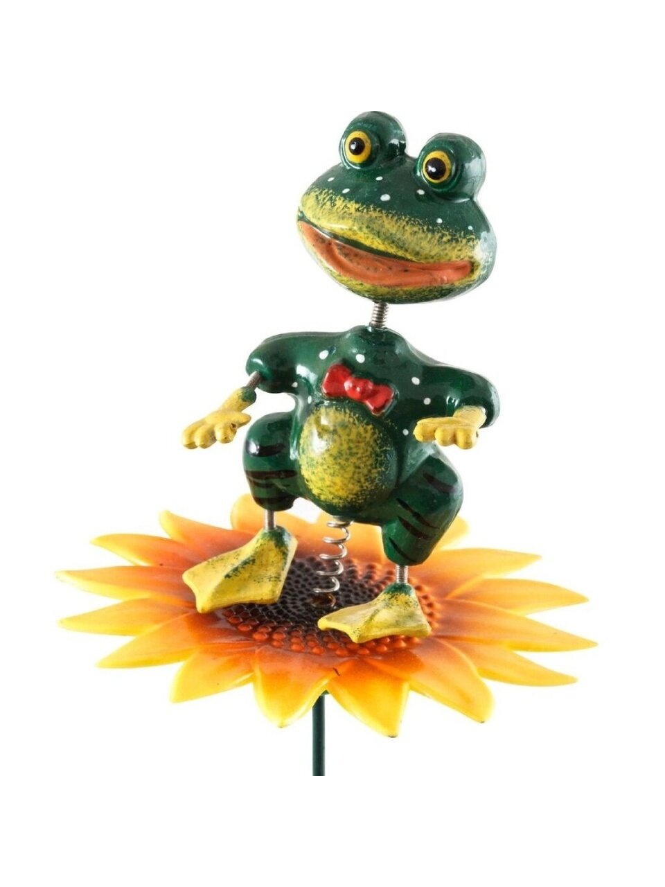 Садовый декор Штекер Лягушонок на цветке, фигурка для дачи и огорода на палочке, украшение для клумбы, 9х10 см
