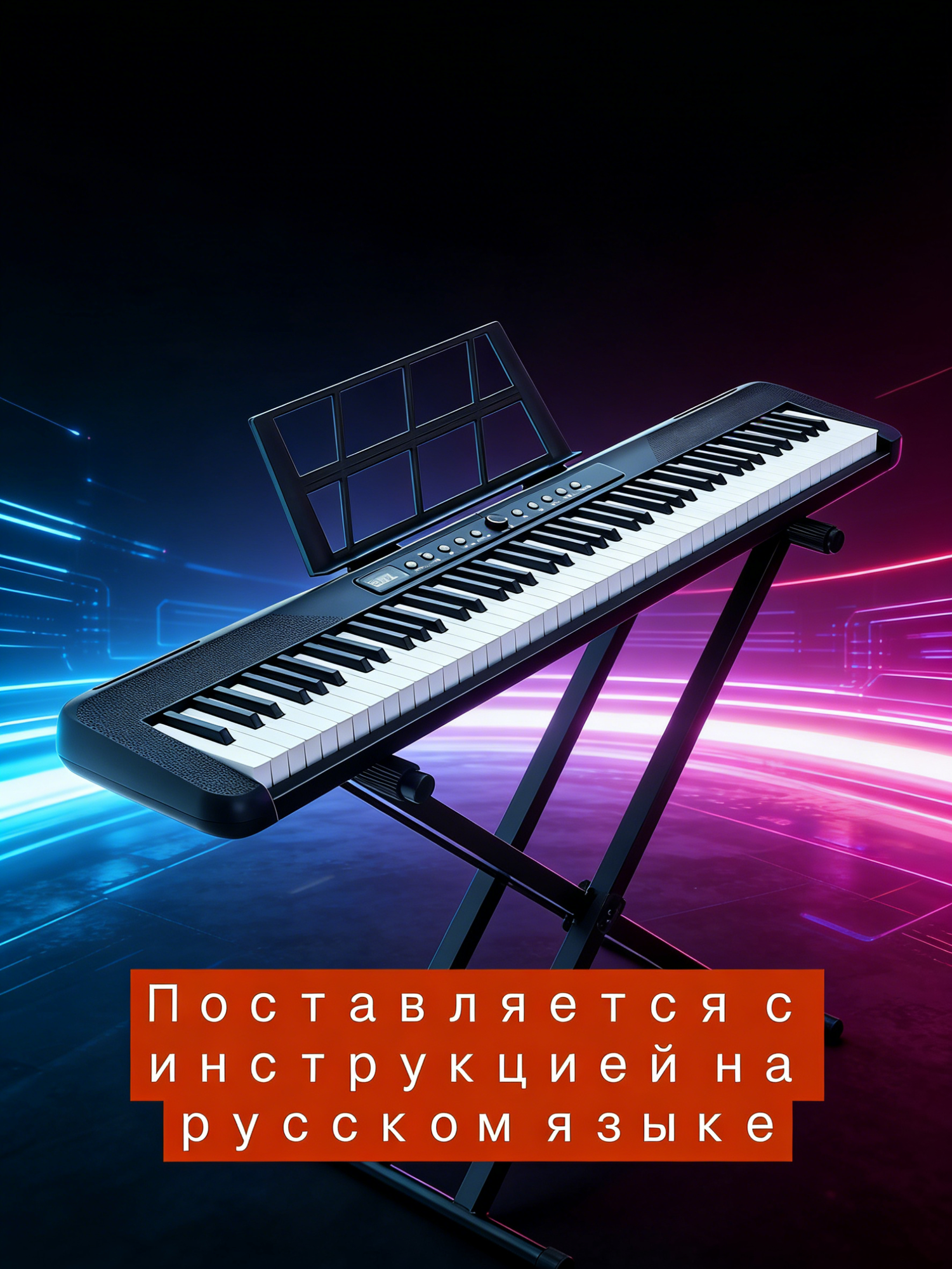 88 клавиш, полифония 128, Bluetooth, питание от USB, с кронштейном, компактное, для дома