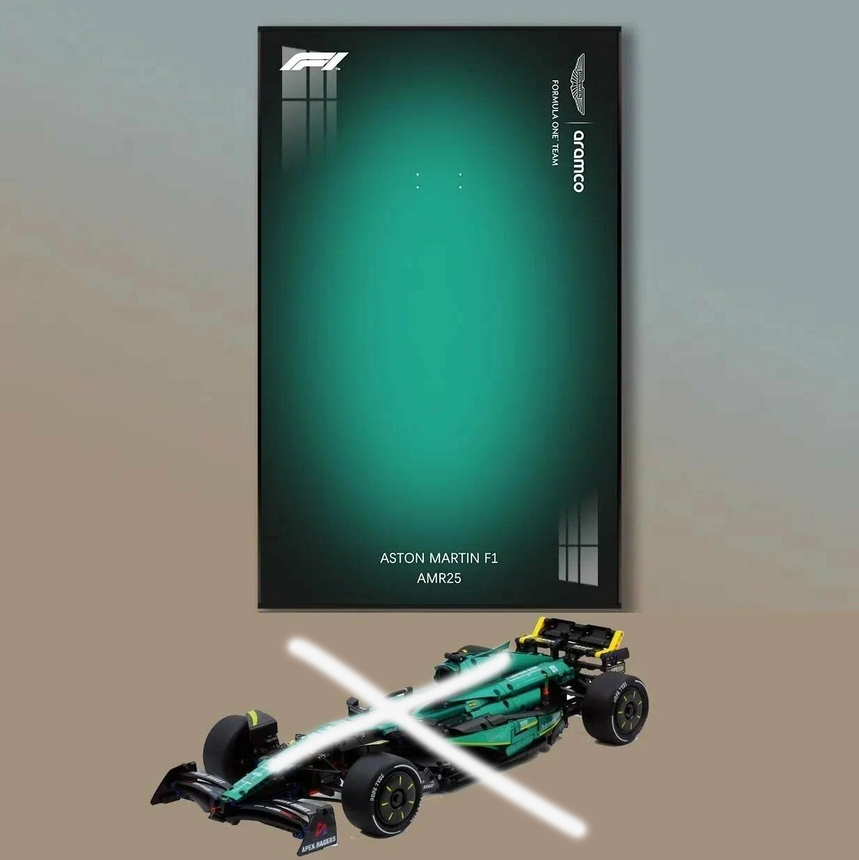 Лего technic конструктор Aston Martin Формульный болид Формулы-1 (С рамкой для картин и крючком) Настенный держатель Без световой полосы