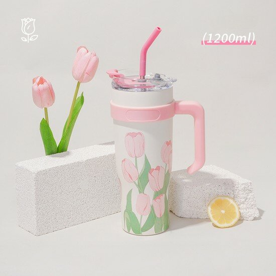 Beautifyy тюльпан кофейная чашка льда чашка льда большой емкости с соломинкой из нержавеющей стали чашка для воды окоп настольный холодный чашка