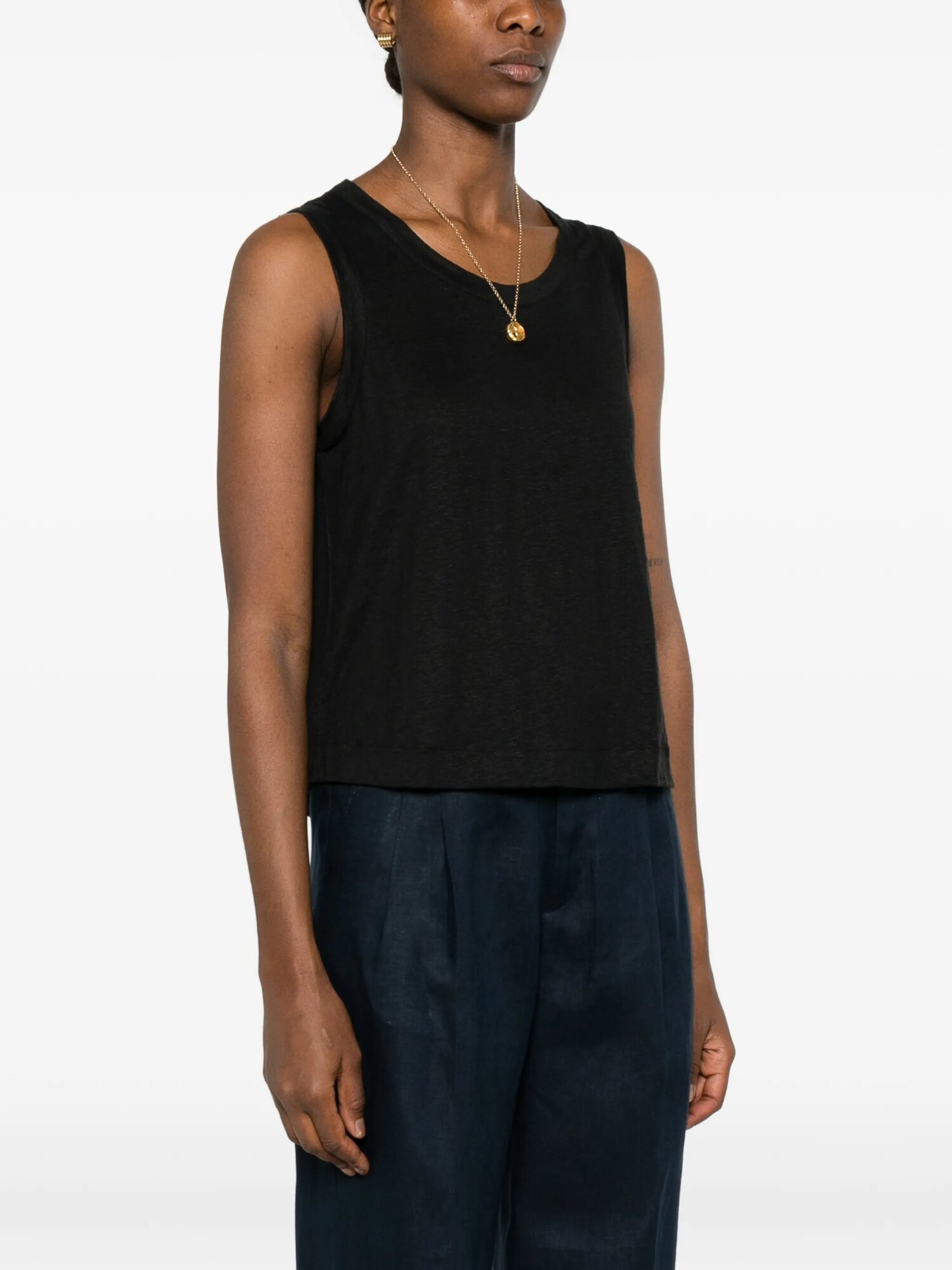 Топ MAJESTIC FILATURES Crew-neck tank top, размер 42, black/black — фото 1