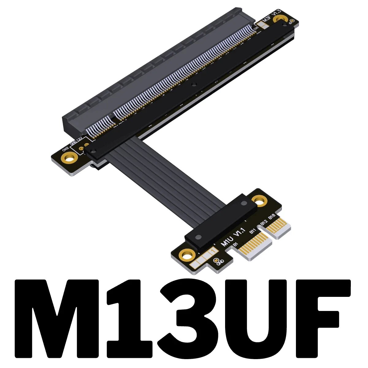 PCI-E 4.0 x1 to x16 Riser Cable, 0.4m, M13UF