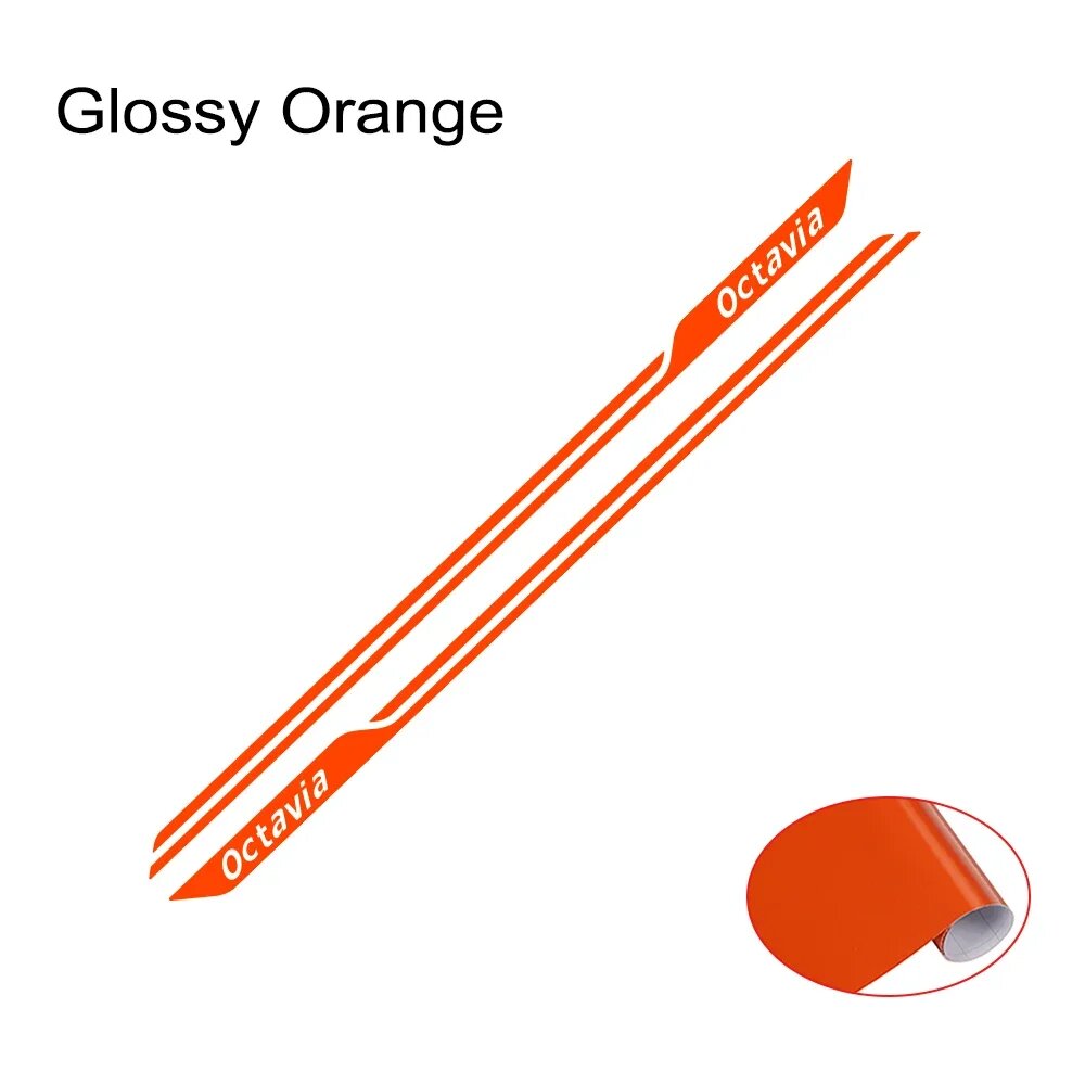 Наклейка на дверь Skoda Octavia Glossy Orange 170x6.4см