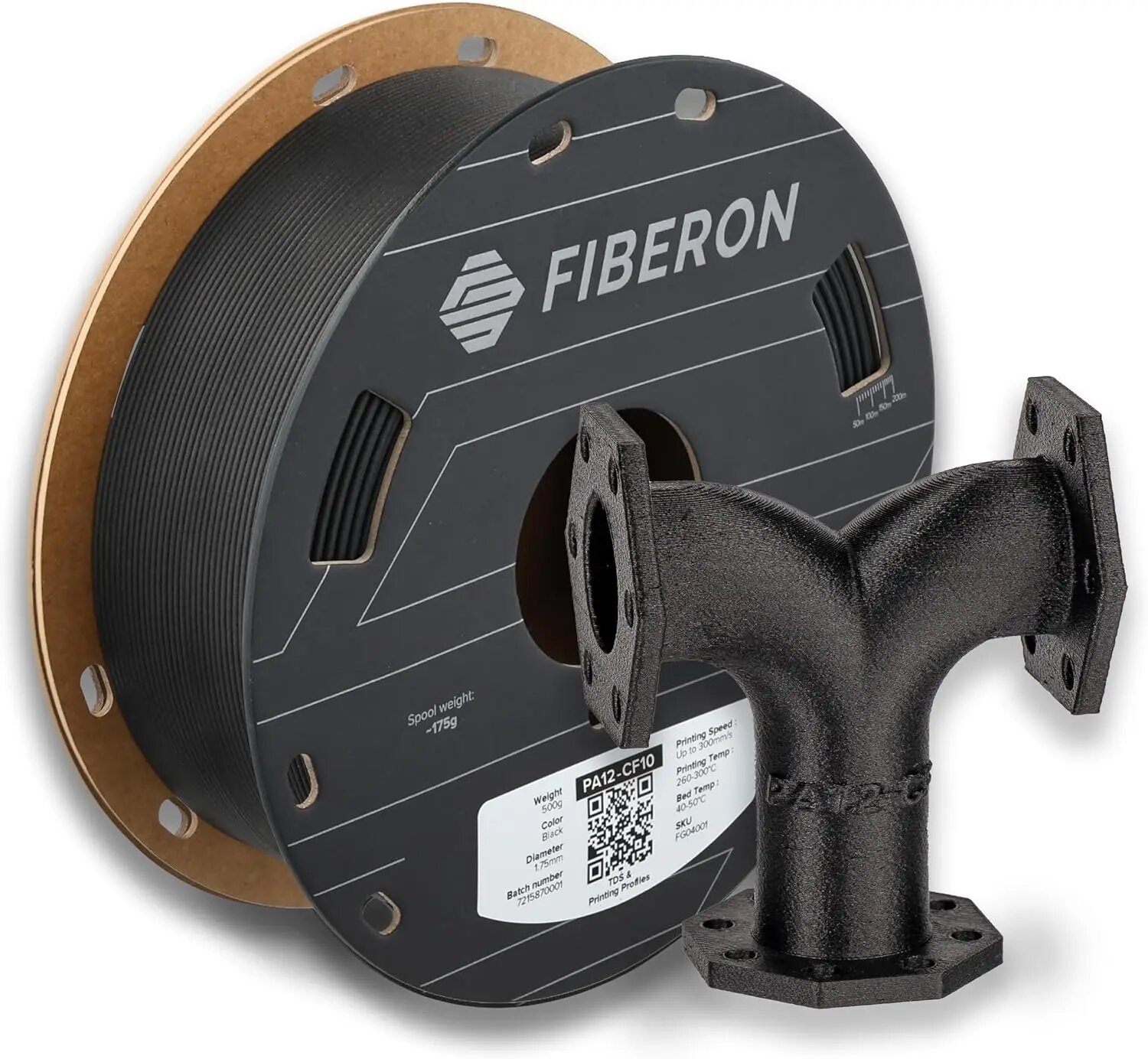 Antinsky Polymaker Fiberon PA12-CF10 Нейлон с углеродным волокном 1.75 мм черный 0.5 кг