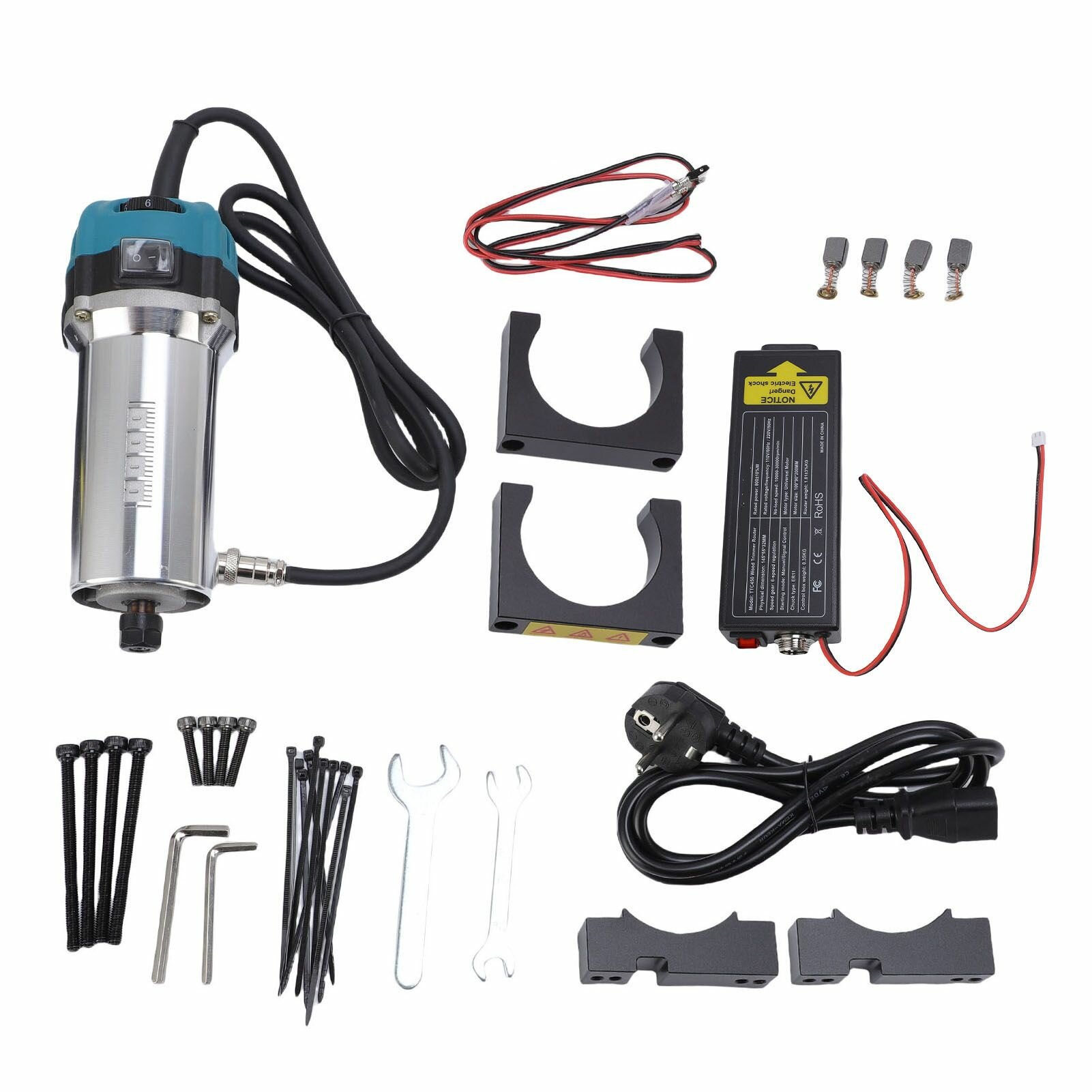 Фрезер twotrees TTC450 800W, 30000 об/мин, 6 скоростей, цанга 1/4", 220V (EU)