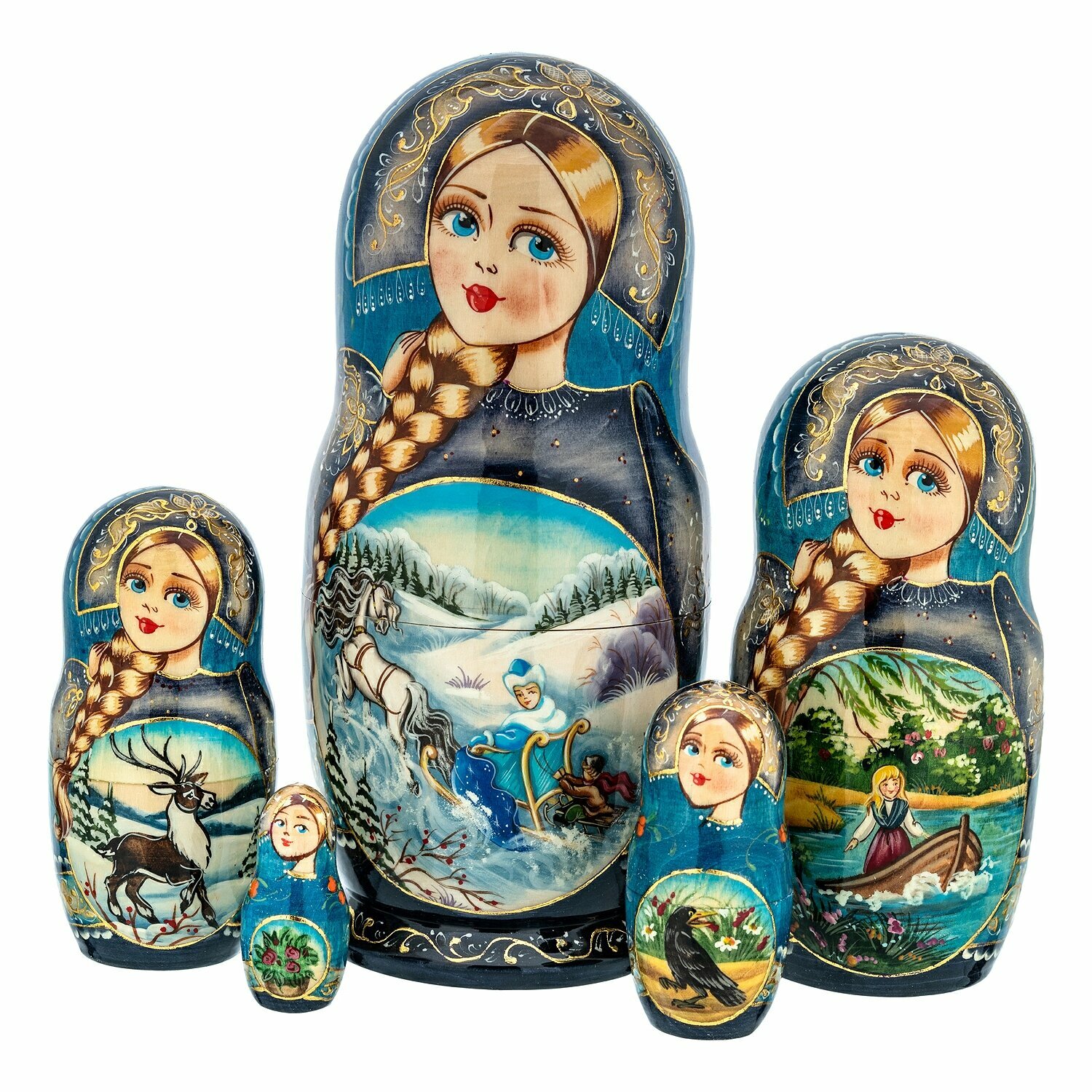 203132 Матрешка "снежная королева"5 мест 19см
