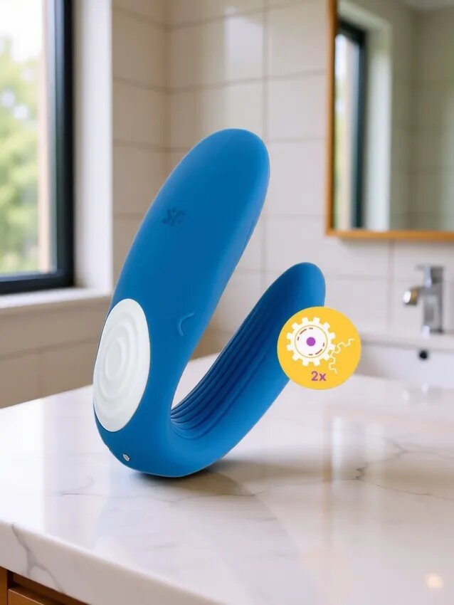 Многофункциональный стимулятор для пар Double Whale 81160 синий Satisfyer