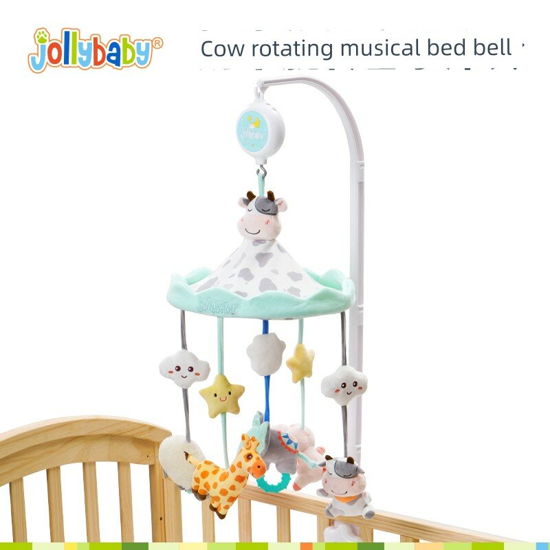 Jollybaby Музыкальная подвесная мобиль с кривой для новорожденных 0-3 месяцев, безопасная игрушка с рисунком коровы
