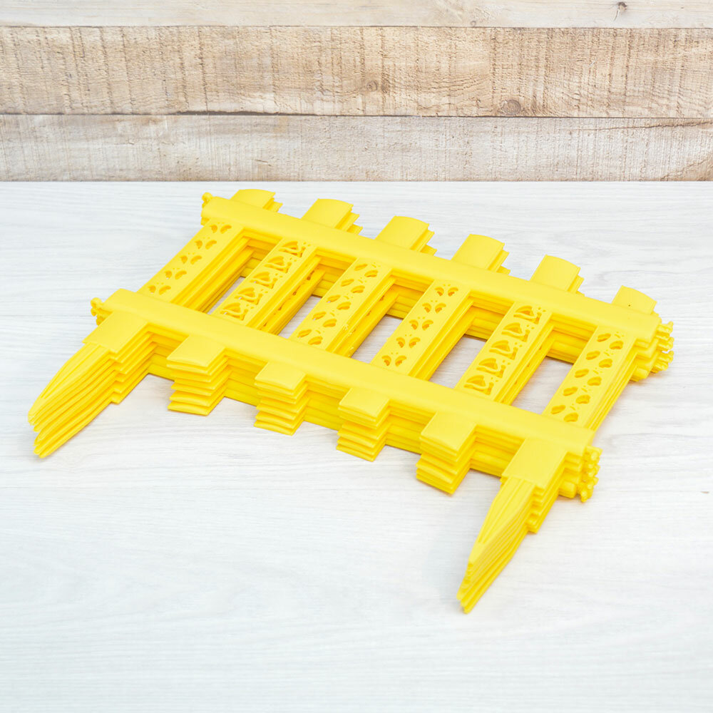 Заборчик декоративный "Палисадник" 3м, желтый, прочный полипропилен для сада и клумб