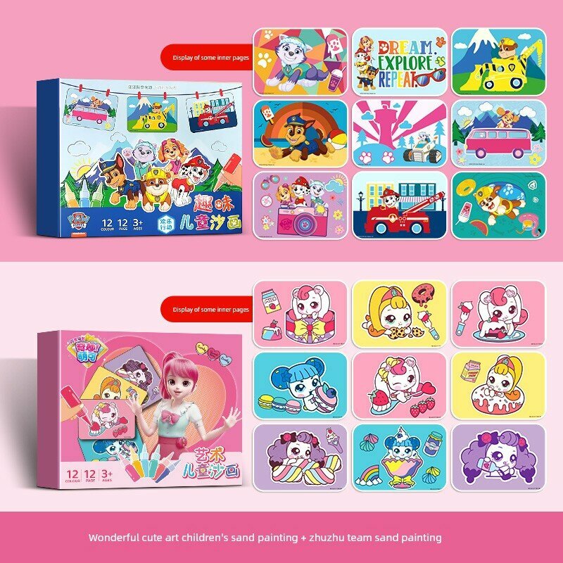 Набор из 2 комплектов песочного рисования с персонажами и Paw Patrol, подарок девочкам 3-6 лет