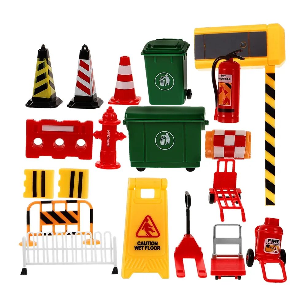 19 шт. Мини-дорожные знаки, миниатюрные дорожные ограждения, игрушки для детей, игрушки для раннего образования