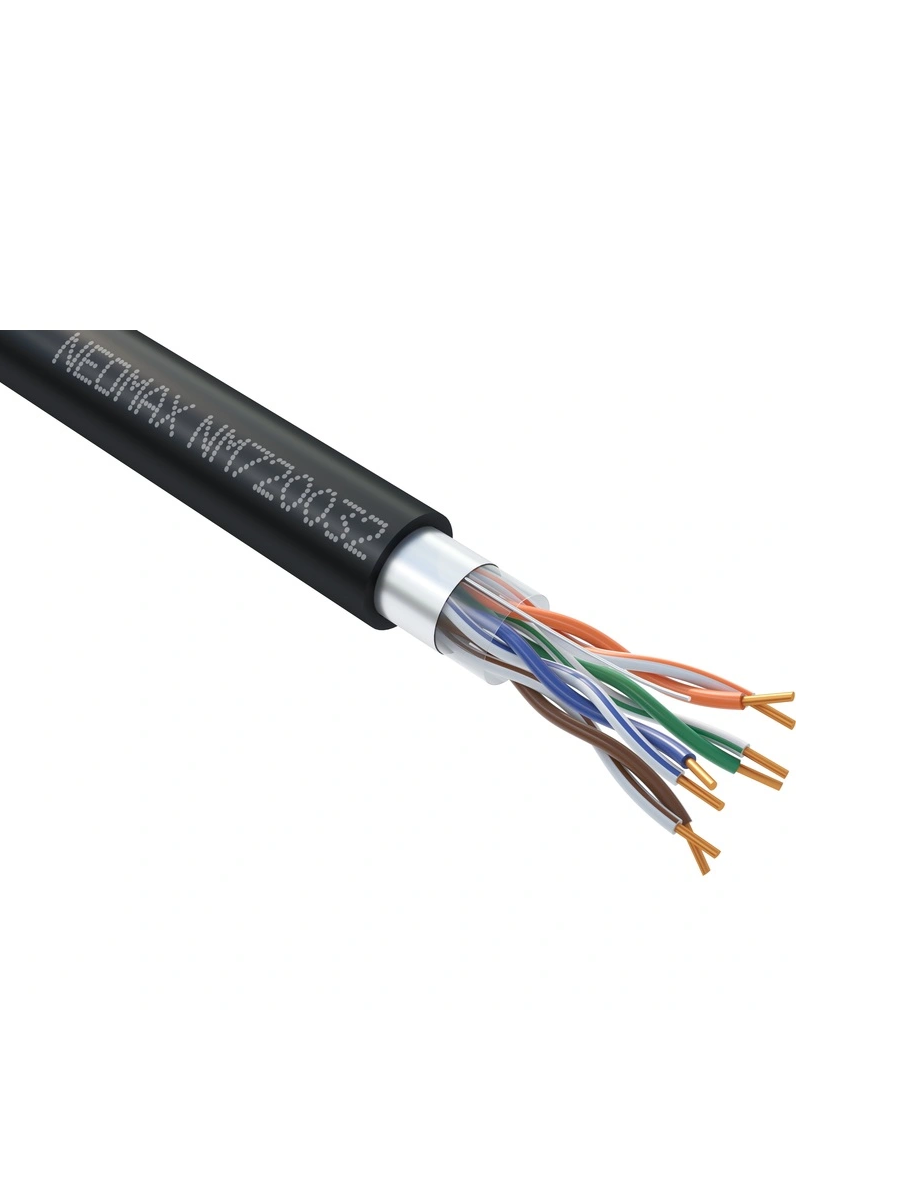 Кабель NEOMAX NM720032-P F/UTP cat.5e 4x2x0.52, 24 AWG, медь, внешний, PE, 305м, черный