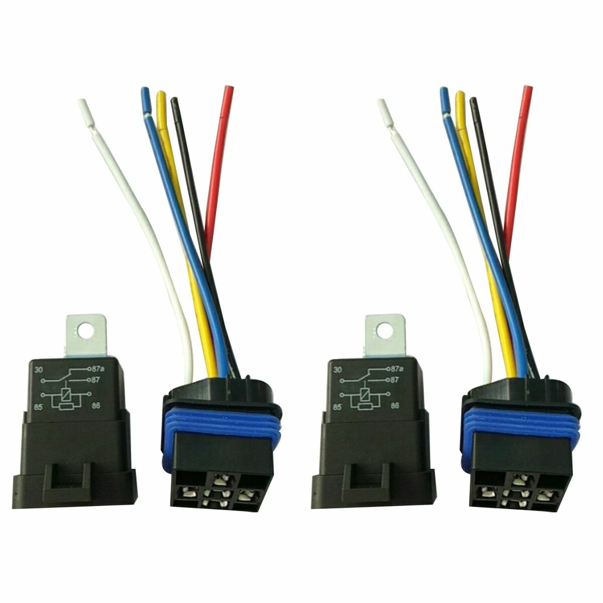 5-контактные влагозащитные реле 12В 40А для авто, держатель с проводами, комплект 2 шт. для охранных и электронных систем