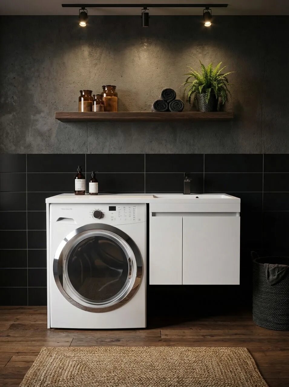 Тумба под стиральную машину Uperwood Magenta, 50 см, подвесная, белая, с дверцами