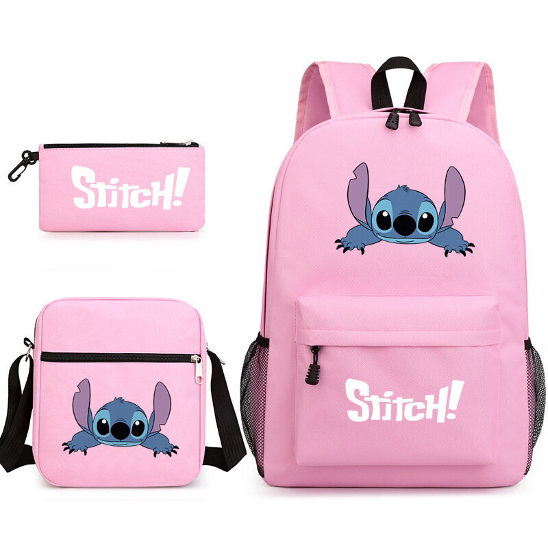 Рюкзак Stitch Lilo and Stitch Stitch, сумка на плечо, сумка для ручек, школьная сумка, комплект из трех предметов