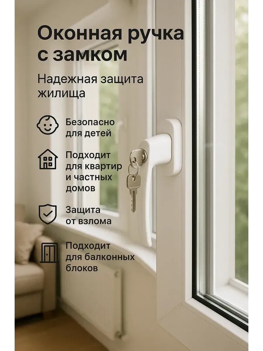 Ручка для пластикового окна балкона с замком