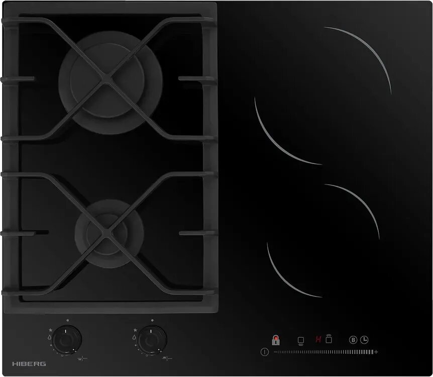 Варочная панель комбинированная Hiberg VM 6021 B черный, стеклокерамика