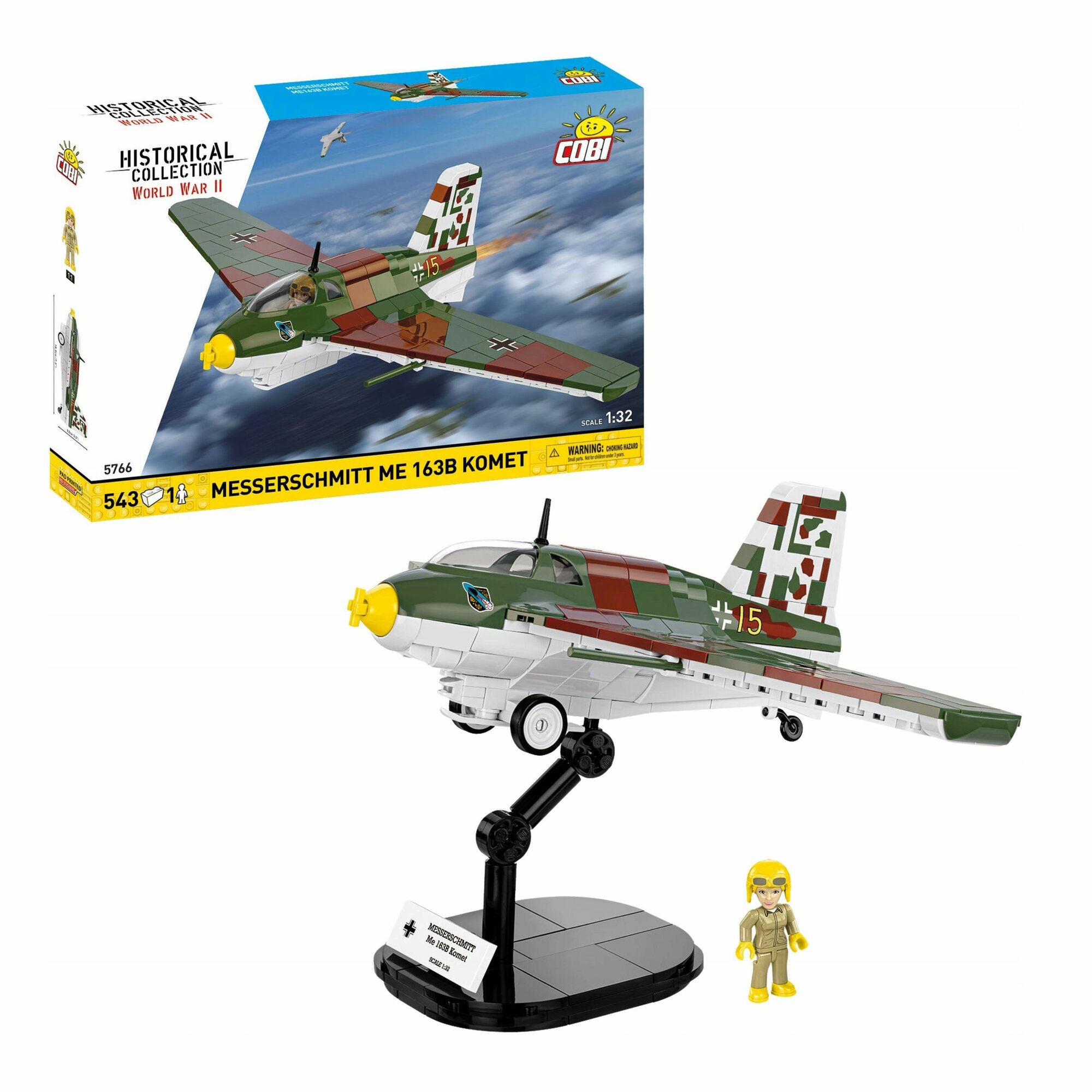 Конструктор Cobi Historical Collection World War II - Истребитель Messerschmitt Me 163B Komet + фигурка, 543 эл. - 5766