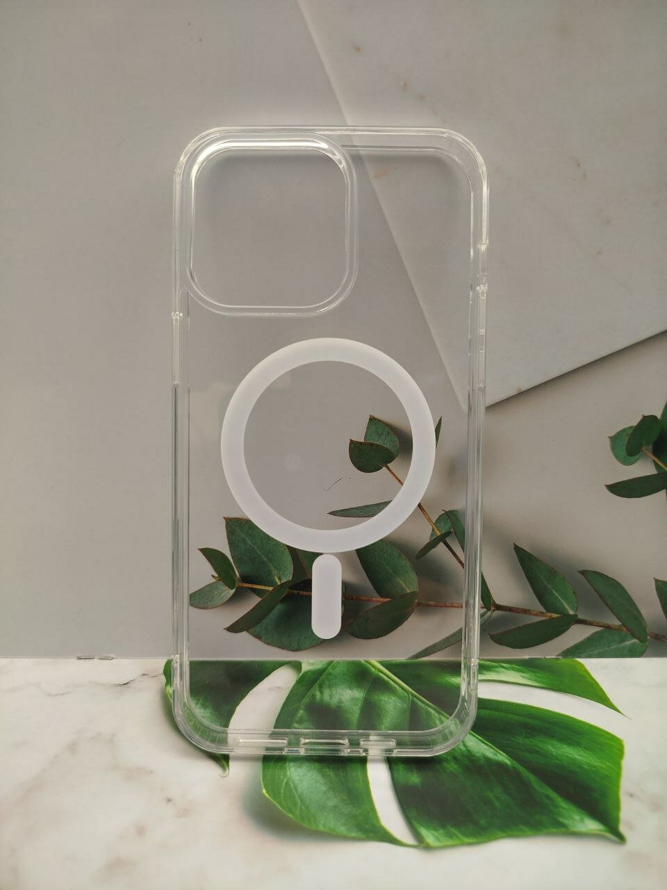 Чехол для iPhone 14 Pro Max, силиконовый, защита камеры, с магнитом, прозрачный